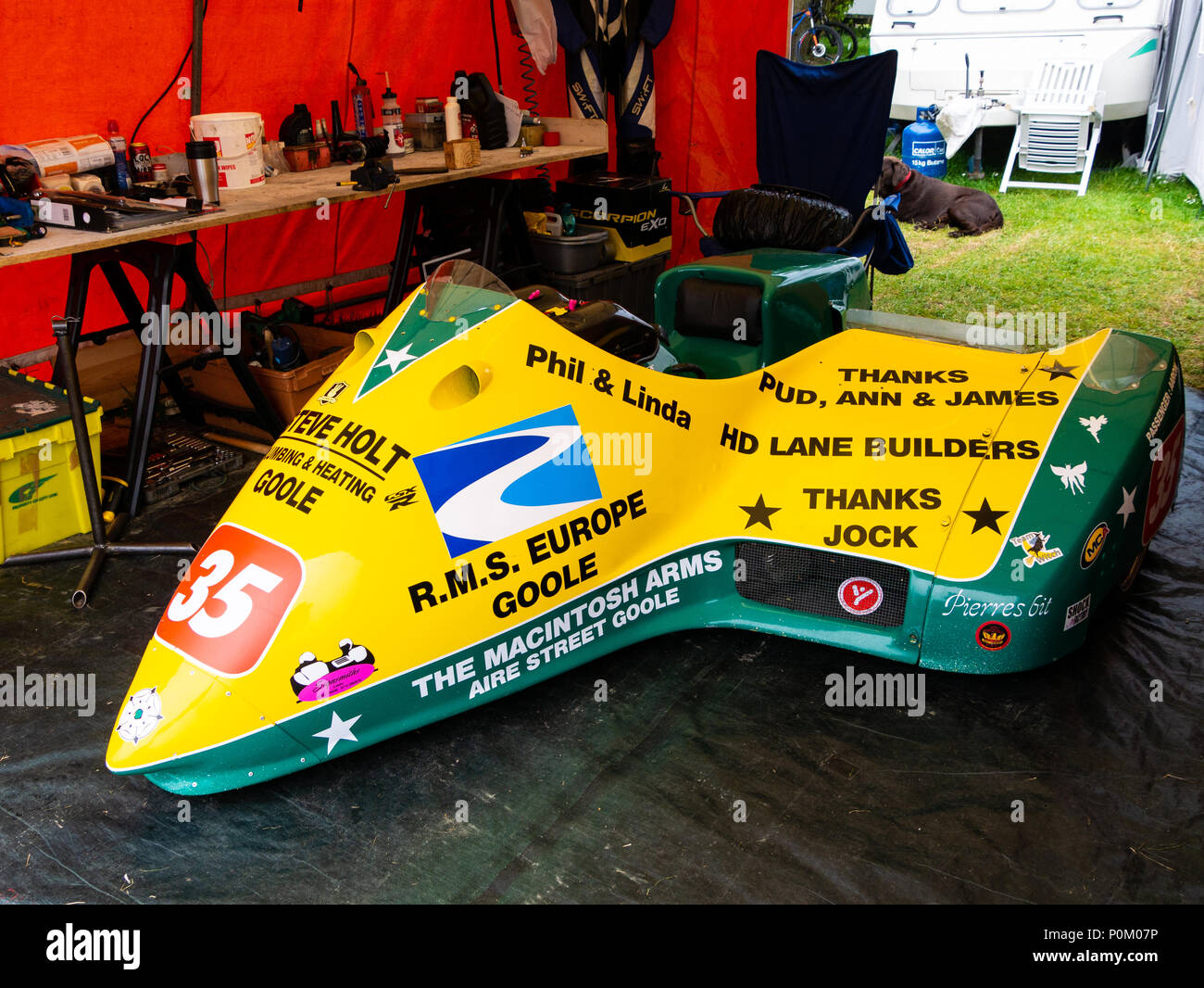 Isle of Man TT 2018. Tourist Trophy road race, pits / paddock Stock ...