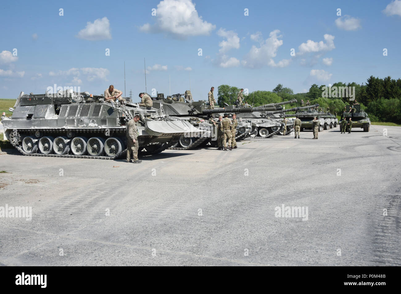 British soldiers with the Queen’s Royal Hussars arrive at a range with ...