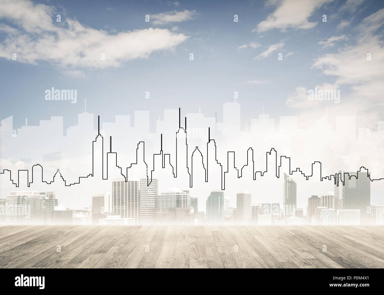 Background image with city center view as modern business life c Stock ...