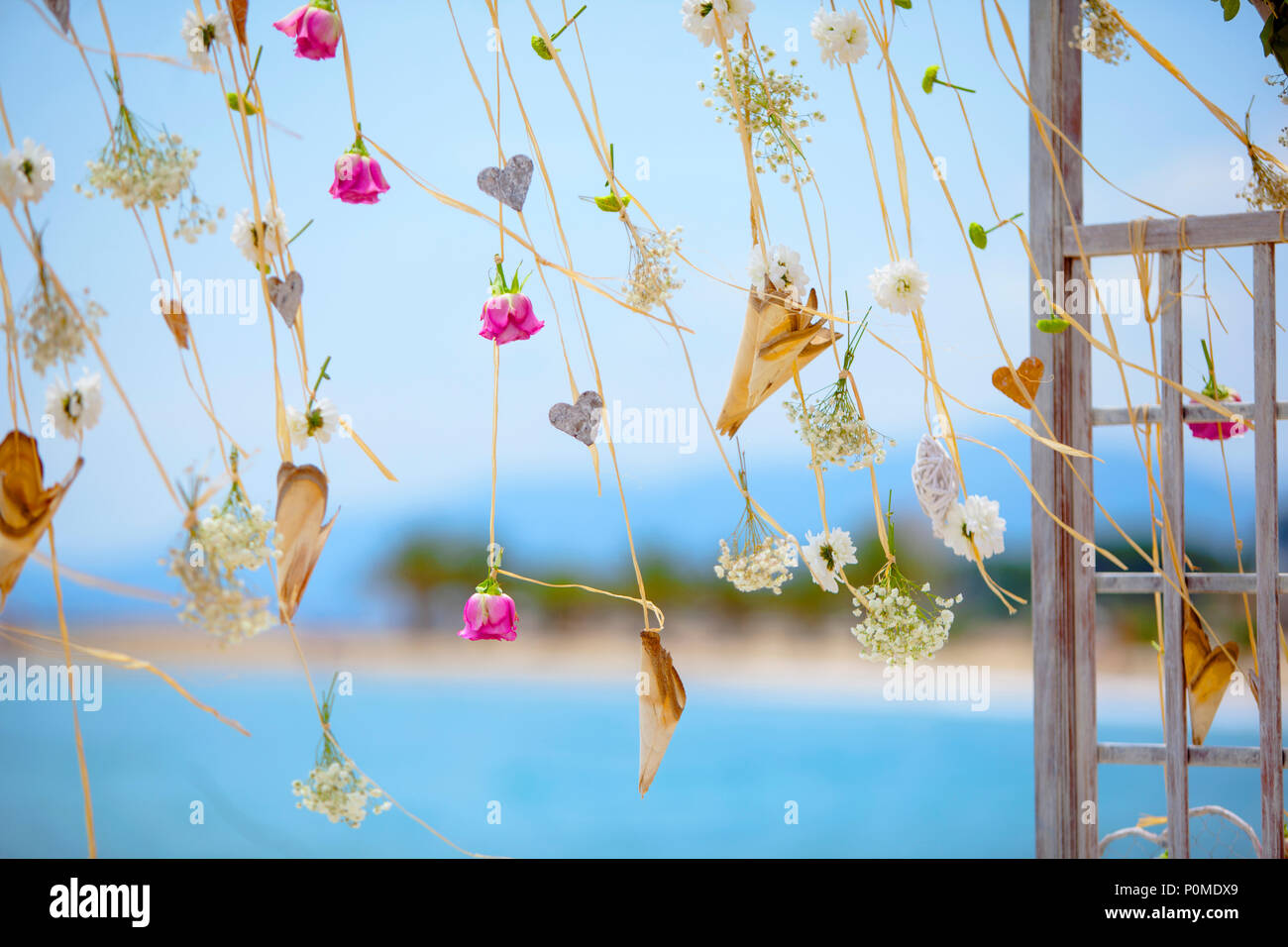 Bouquet of flowers with sea background Stock Photo - Alamy
