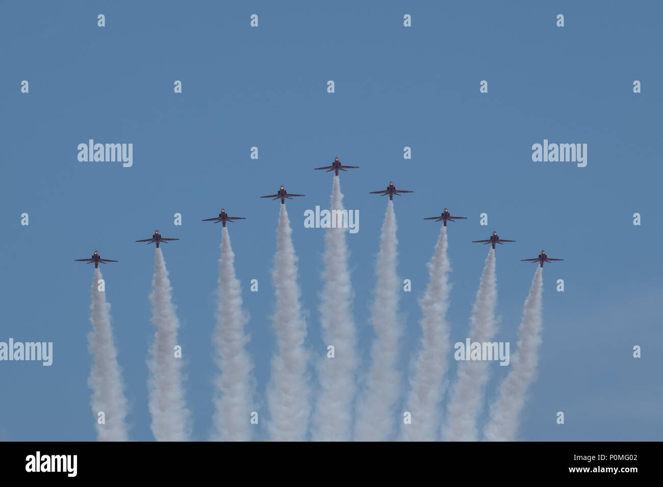 Royal Airforce flypast at the Trooping of the Colour parade, above ...