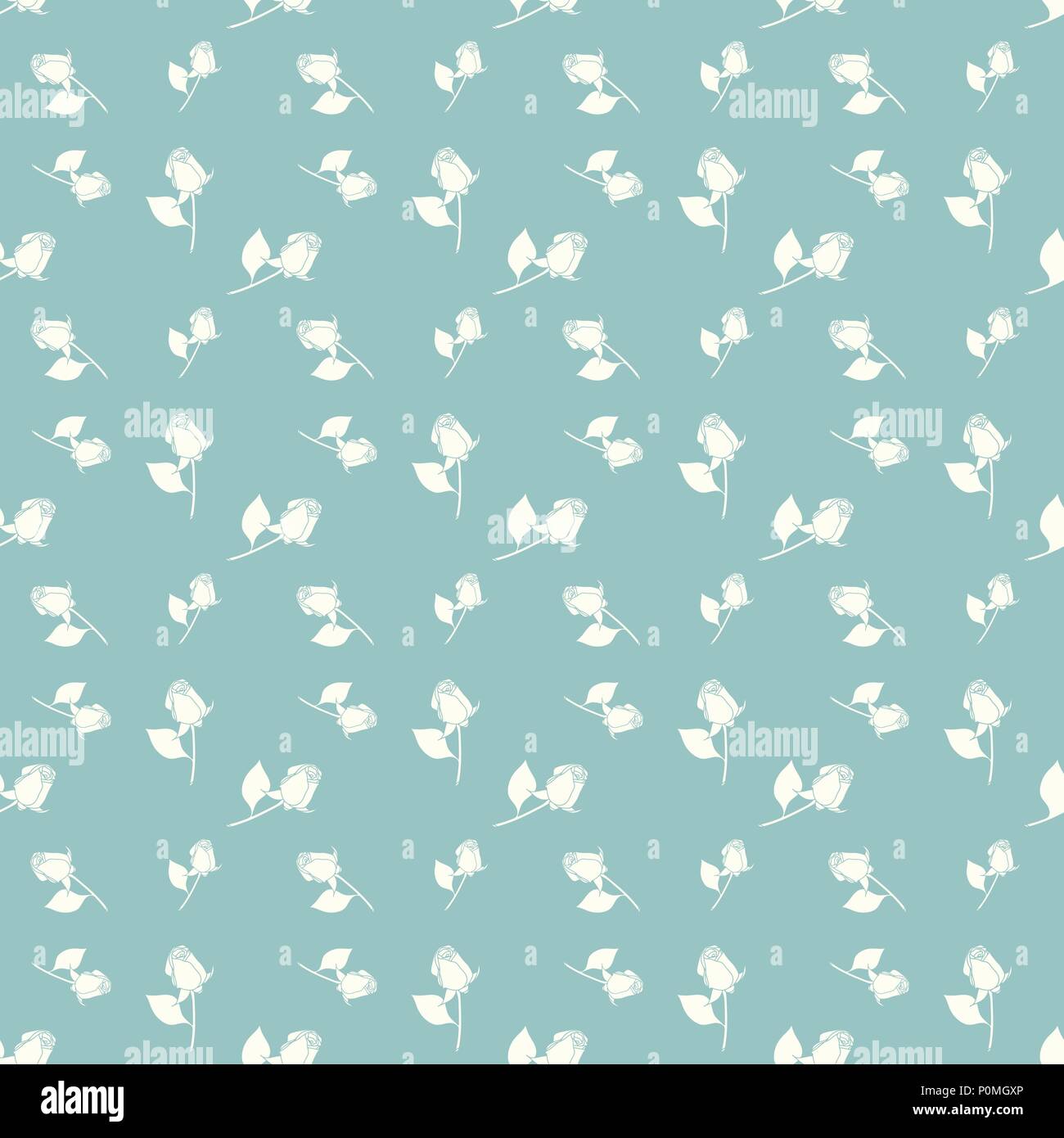 Roses Seamless Vector Geometric Monochromatic Background Pattern For Continuous Replicate On
