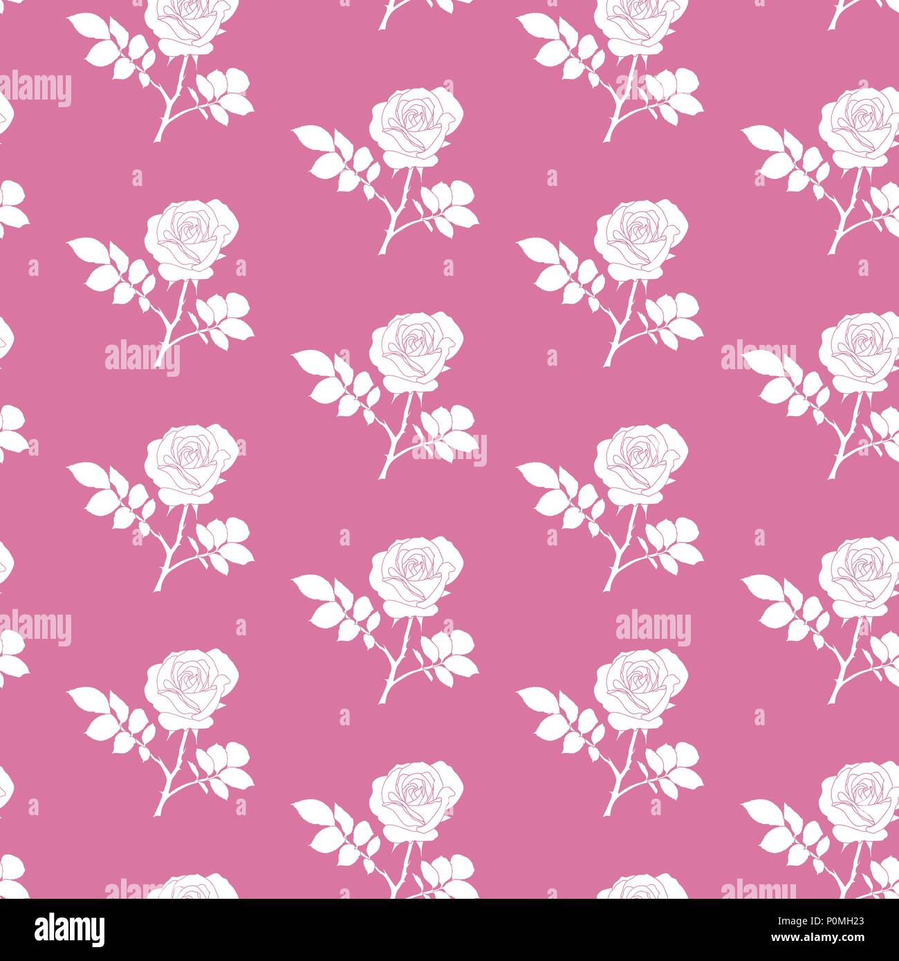 Roses seamless vector pink monochromatic geometric background - pattern ...