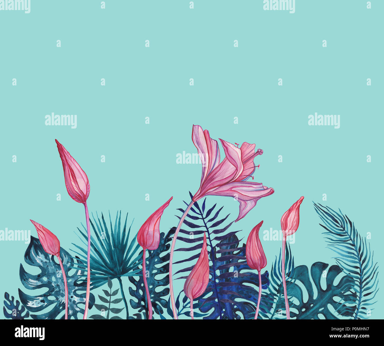 Hand Drawn Abstract Flowers Stock Photo - Alamy