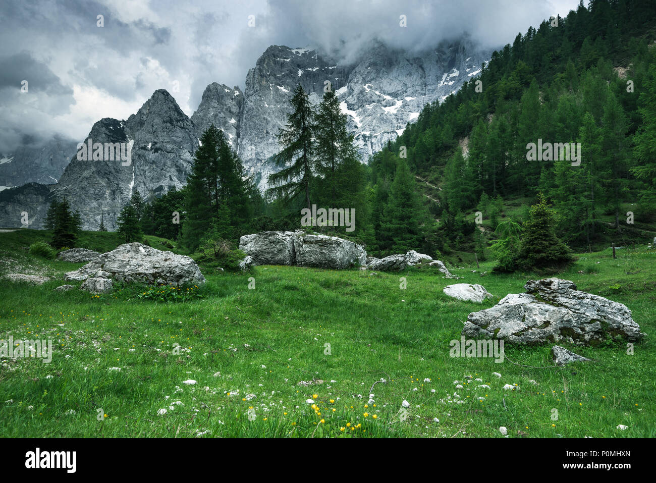 Breathtaking views in Julian Alps,Triglav Park,Slovenia at stormy ...