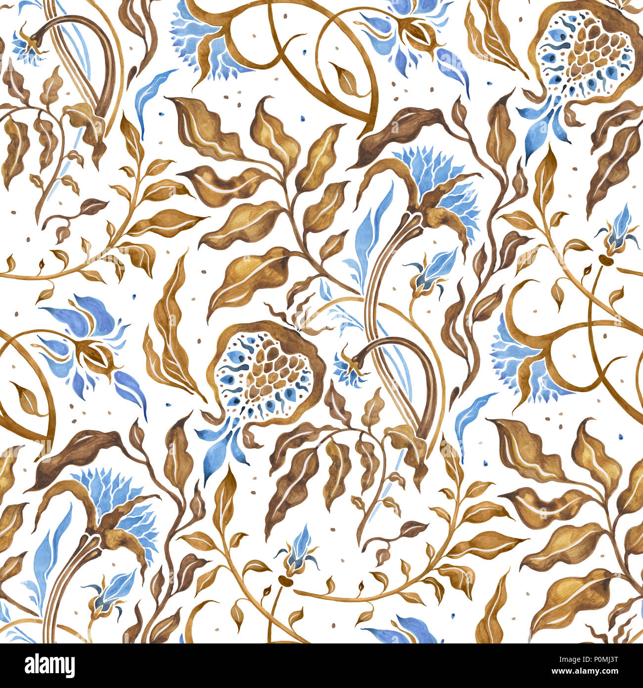 Hand Drawn seamless pattern of Abstract Flowers Stock Photo - Alamy