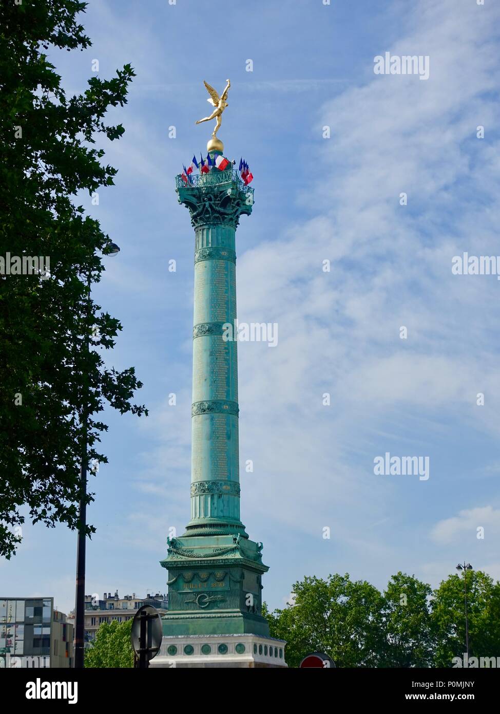 The newly renovated,Colonne de Juillet, July Column at Place Bastille ...