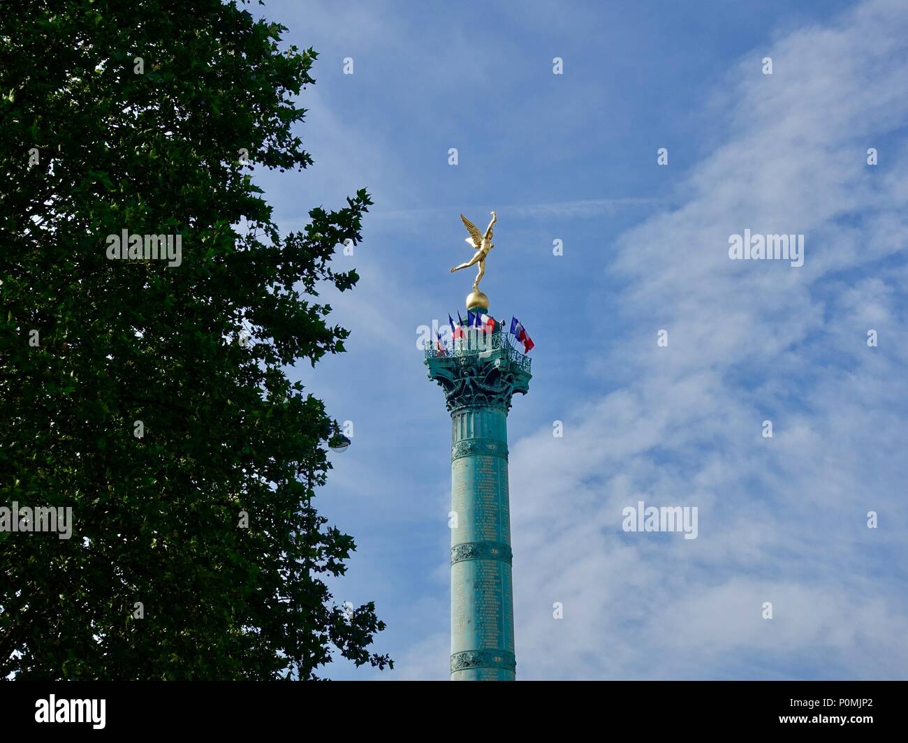 The newly renovated,Colonne de Juillet, July Column at Place Bastille ...