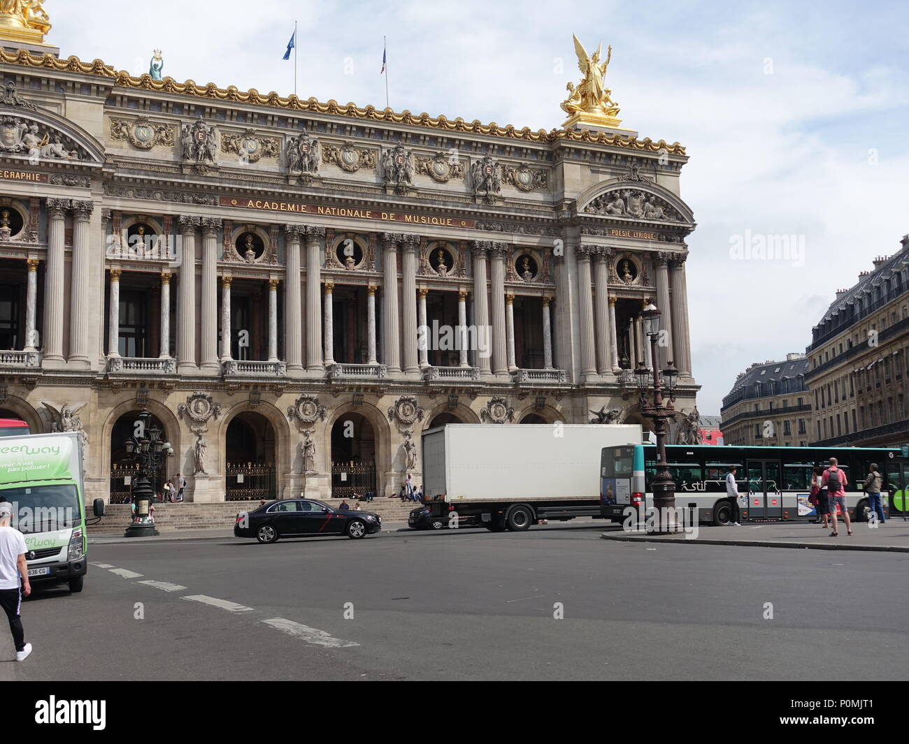 Front facade, Opera Garnier, with crowds of people, Paris, France Stock ...