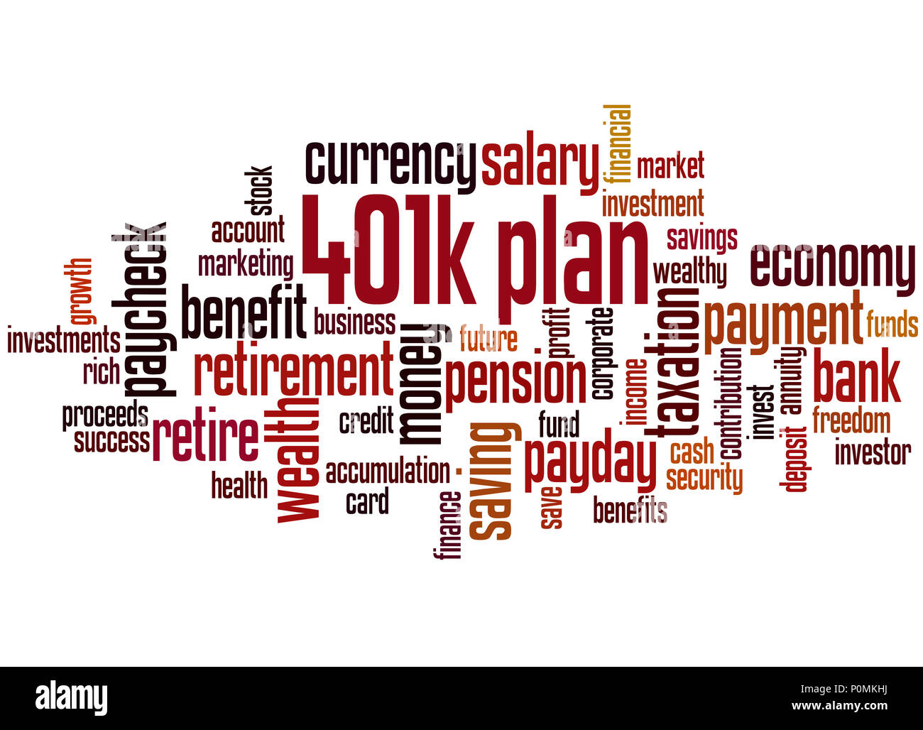 401k plan word cloud concept on white background Stock Photo - Alamy