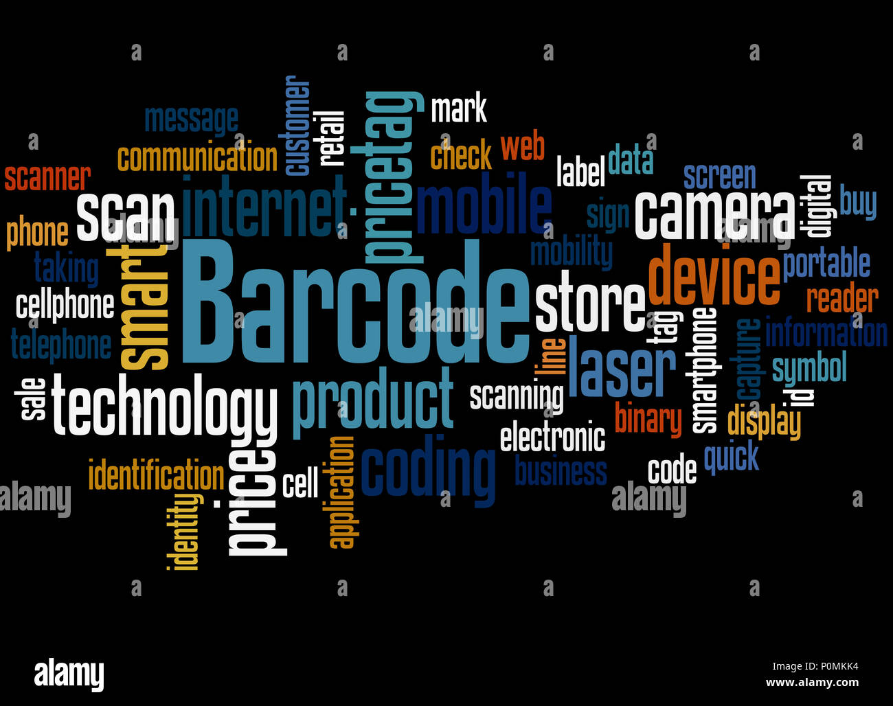 Barcode word cloud concept on black background Stock Photo - Alamy
