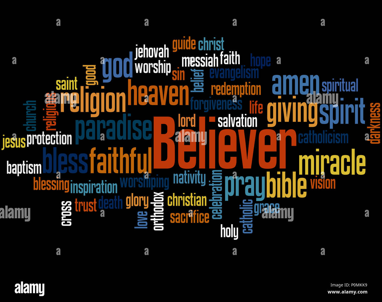 Believer word cloud concept on black background Stock Photo - Alamy
