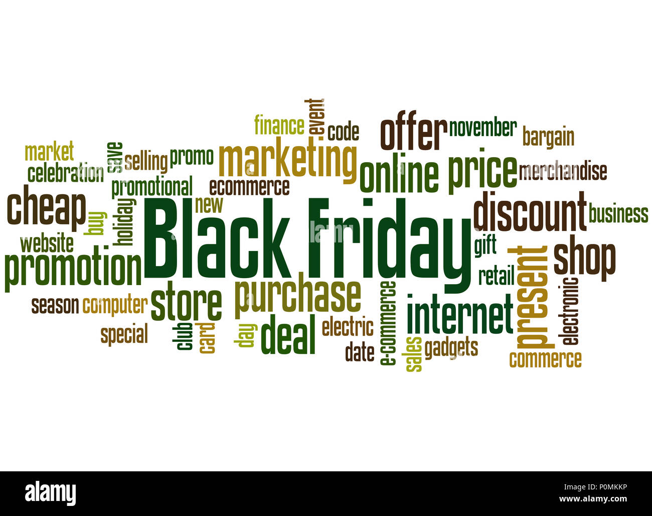 Black friday word cloud concept on white background Stock Photo - Alamy