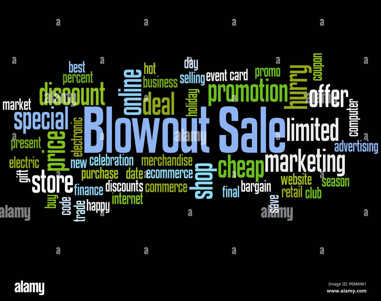 Blowout sale word cloud concept on black background Stock Photo - Alamy