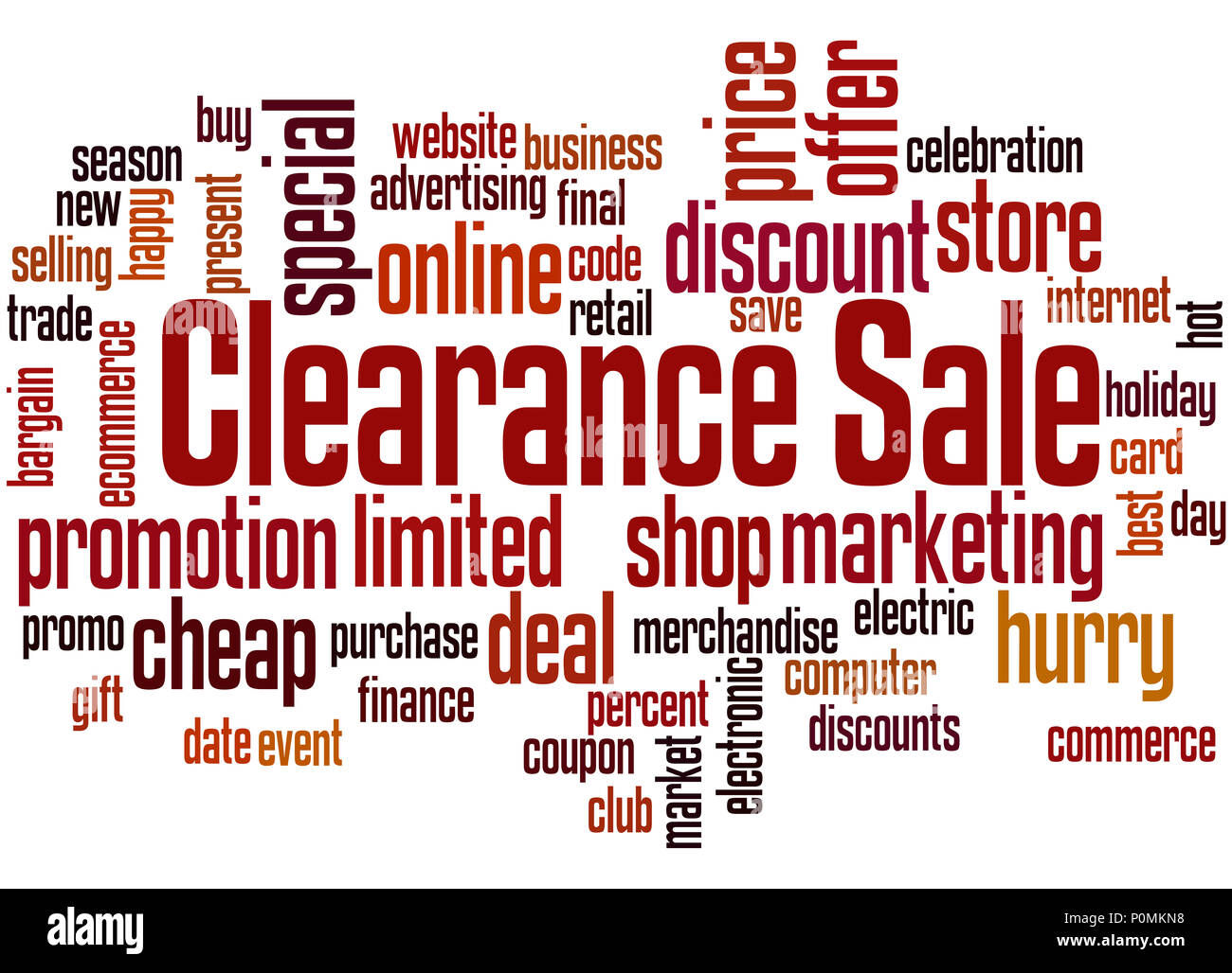 Clearance sale word cloud concept on white background Stock Photo - Alamy