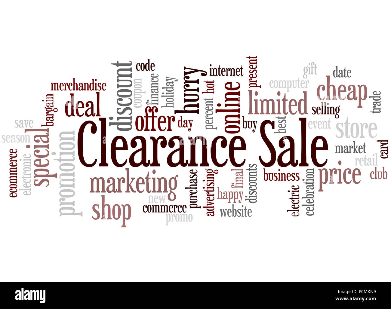 Clearance sale word cloud concept on white background Stock Photo - Alamy
