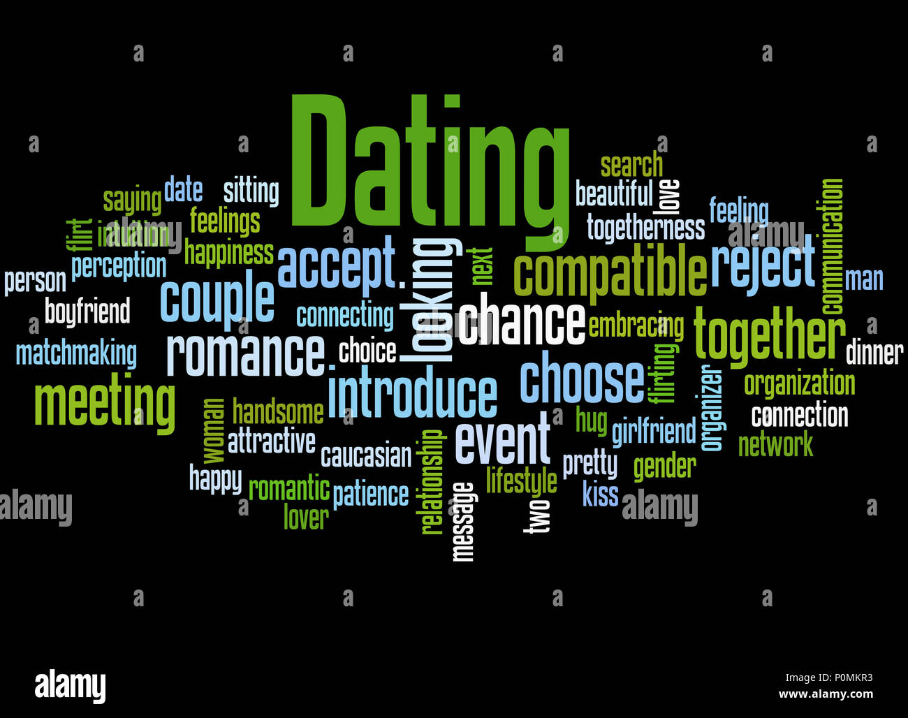Dating word cloud concept on black background Stock Photo - Alamy