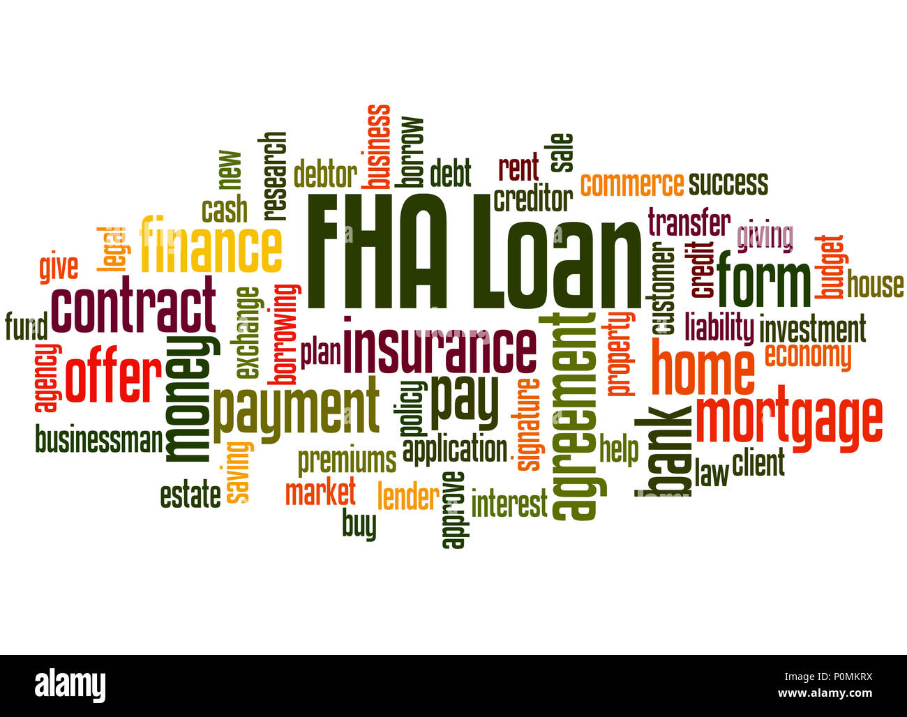 FHA loan word cloud concept on white background Stock Photo - Alamy