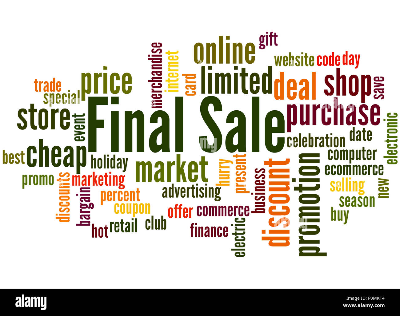 Final sale word cloud concept on white background Stock Photo - Alamy