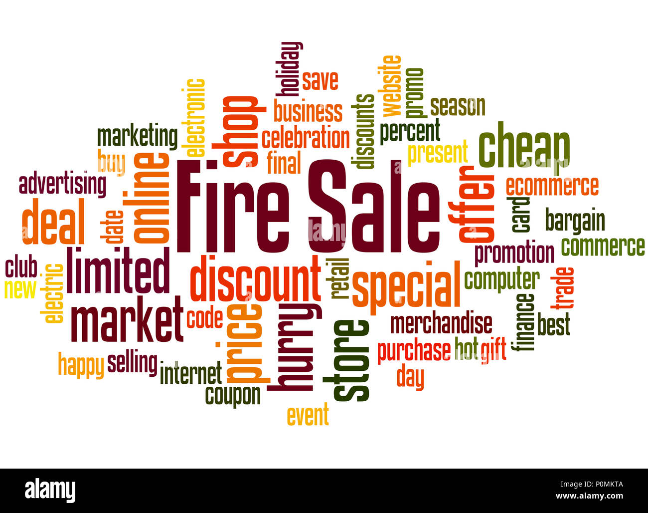 Fire sale word cloud concept on white background Stock Photo - Alamy