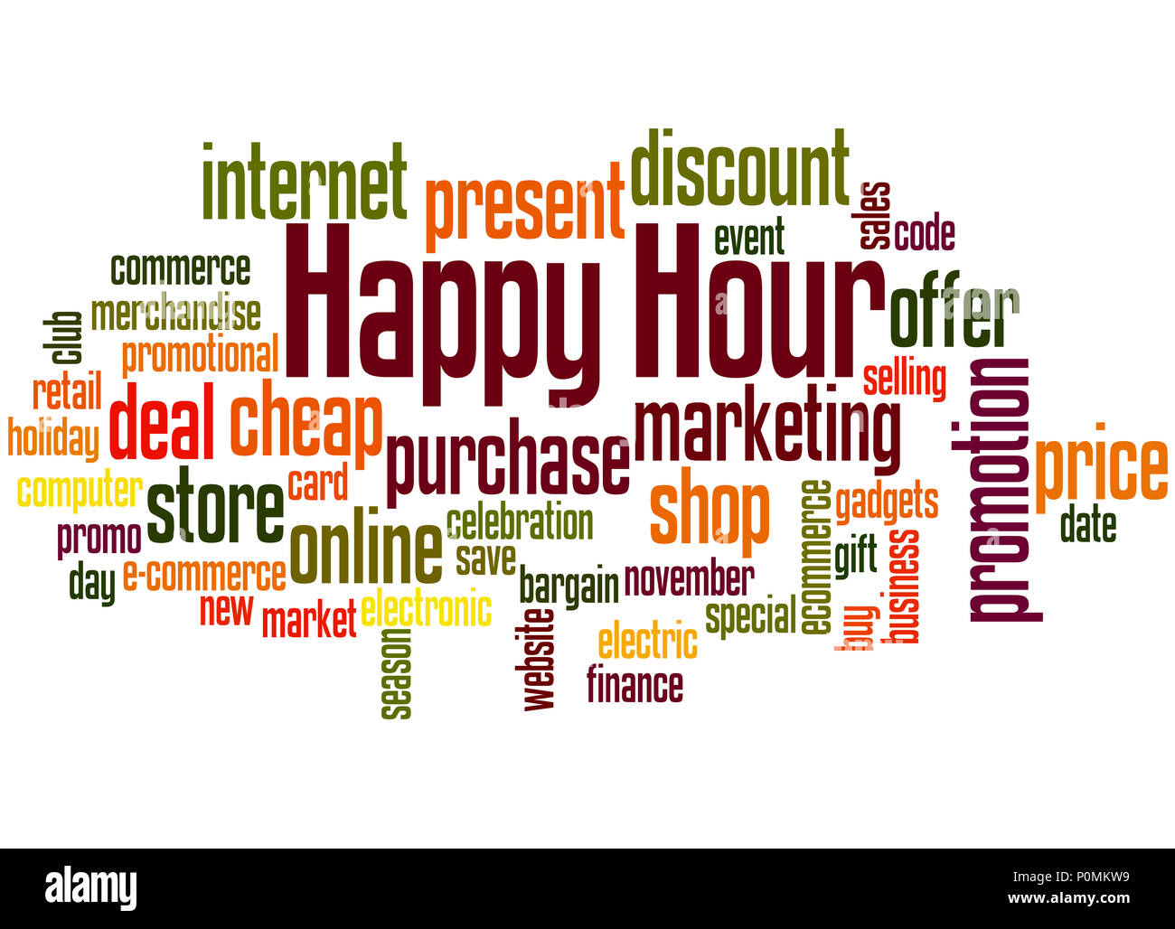 Happy Hour word cloud concept on white background Stock Photo - Alamy