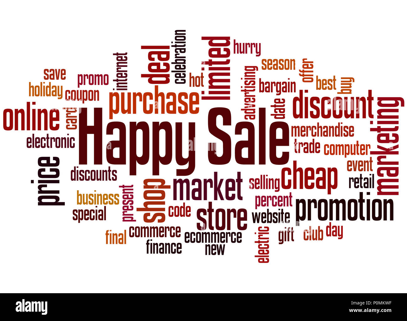 Happy sale word cloud concept on white background Stock Photo - Alamy