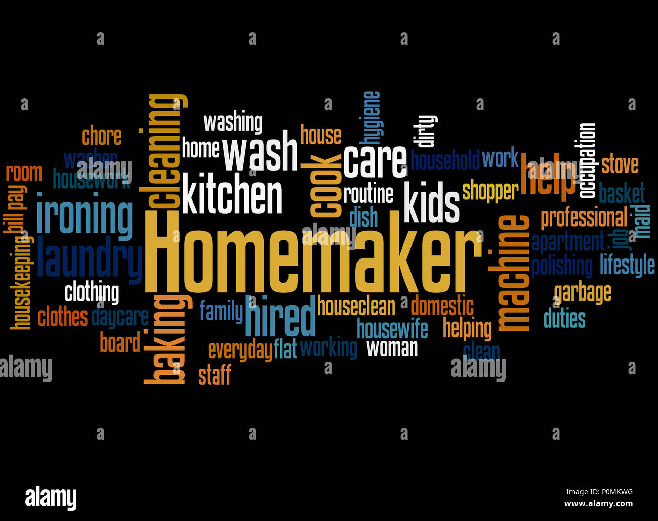 Homemaker word cloud concept on black background Stock Photo - Alamy