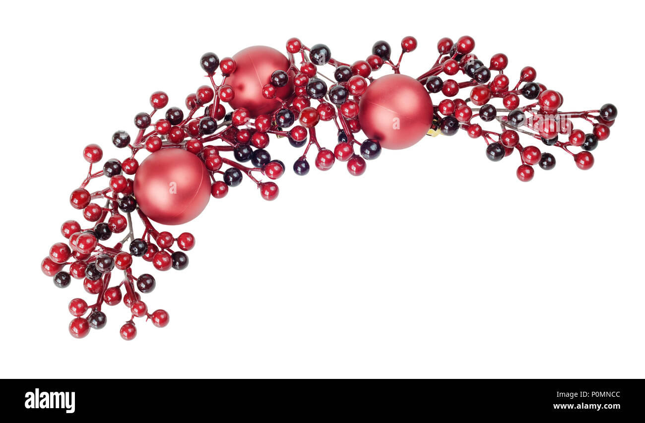 Christmas composition red berries Cut Out Stock Images & Pictures - Alamy