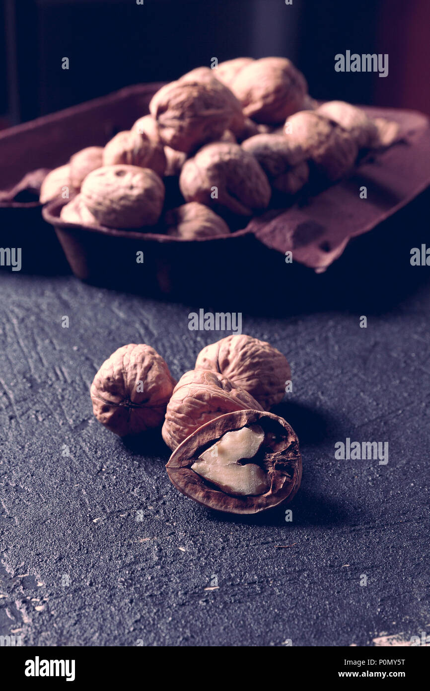 a series of walnut still lifes in vintage color Stock Photo - Alamy