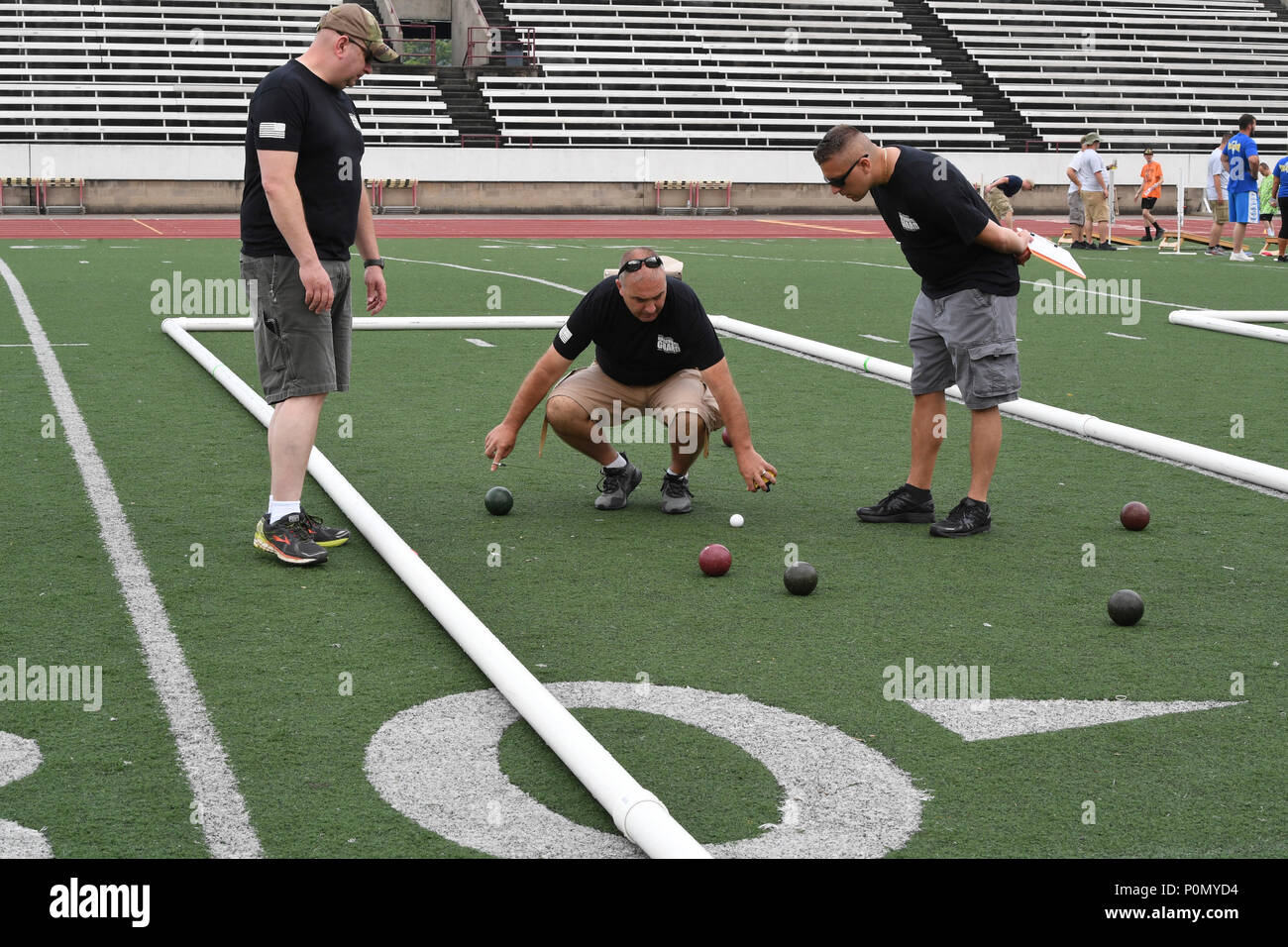 West Virginia Army National Guard Soldiers measure distances during a ...