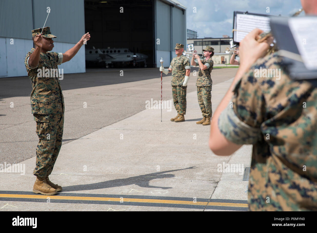 Gunnery Sgt. Justin Hauser, band master with the Marine Forces Reserve ...
