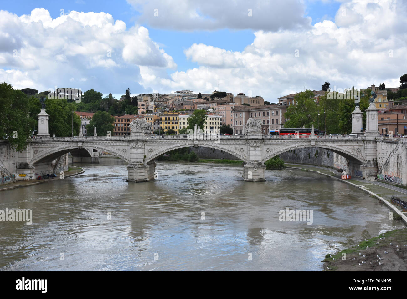 Rome. Panorama of the Tiber river and bridges Stock Photo - Alamy