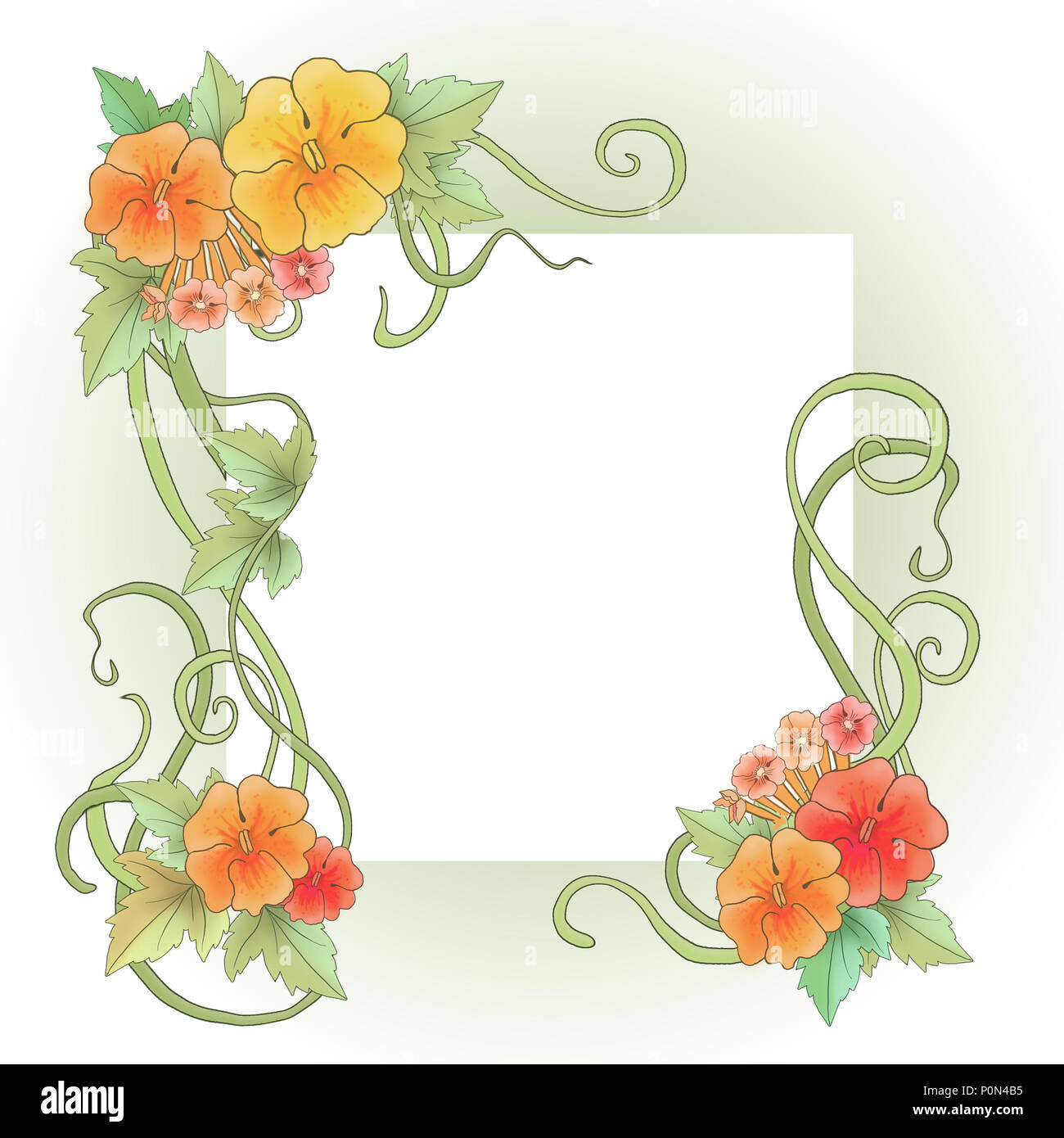 Floral ornament in Art-Nouveau style, spring motifs, illustrations ...