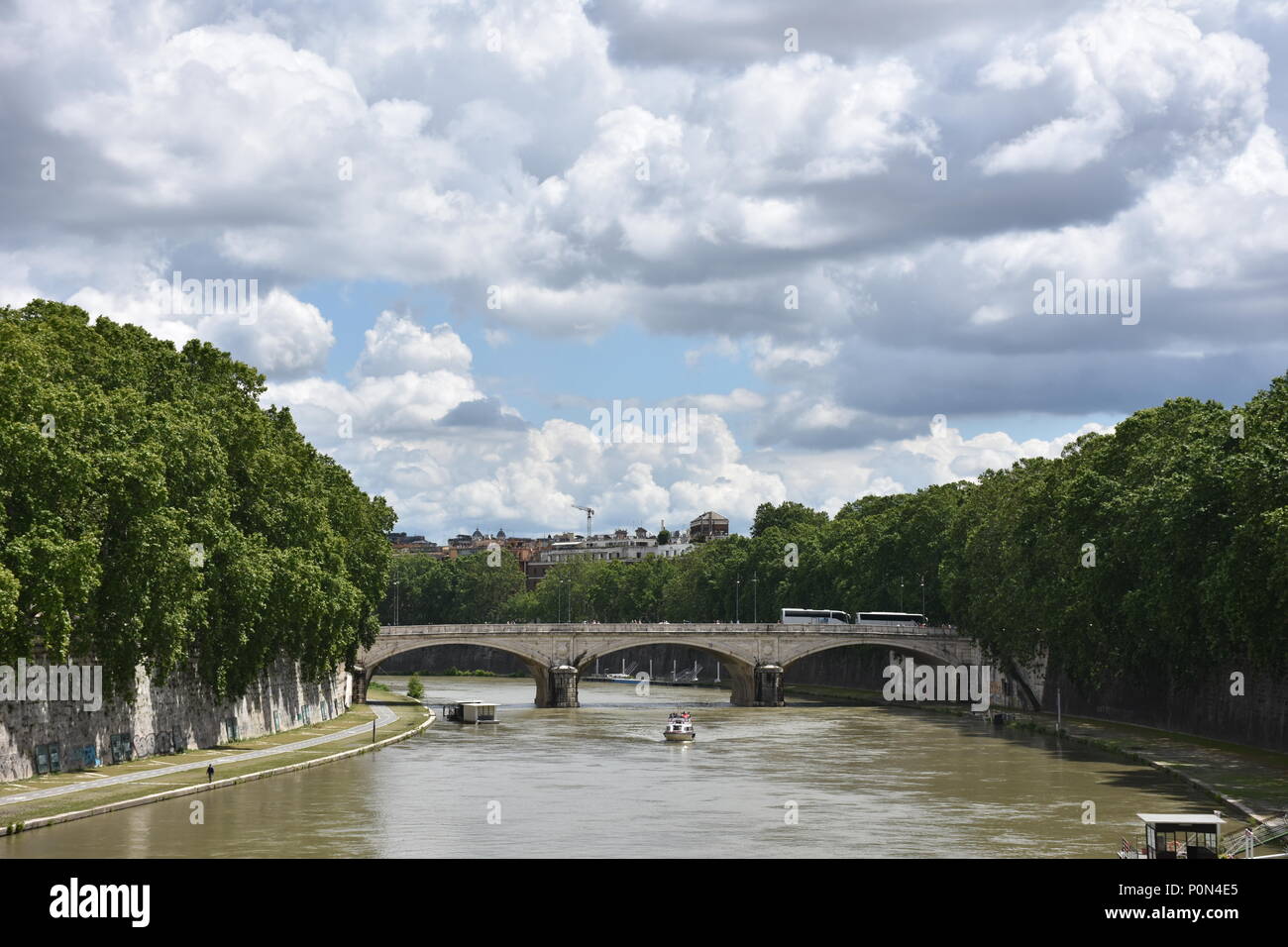 Rome. Panorama of the Tiber river and bridges Stock Photo - Alamy