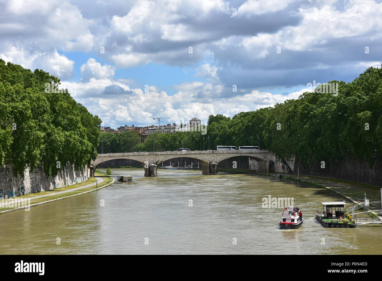 Rome. Panorama of the Tiber river and bridges Stock Photo - Alamy