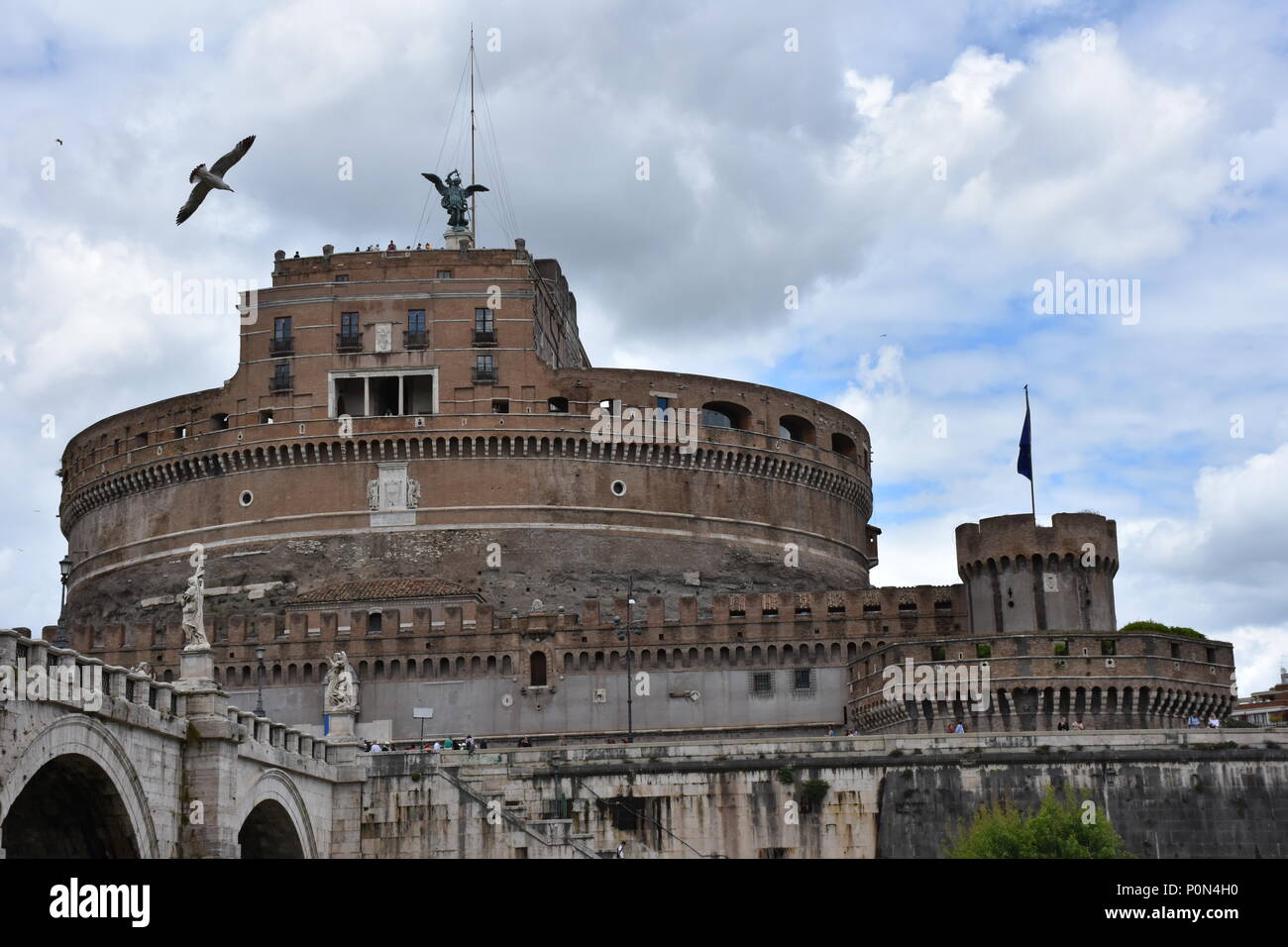 Rome, Panorama S. Angel Castle and Angel bridge Stock Photo - Alamy