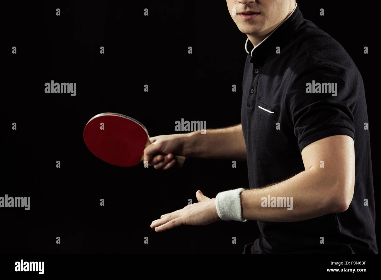 partial view of tennis player with tennis racket in hand Stock Photo ...