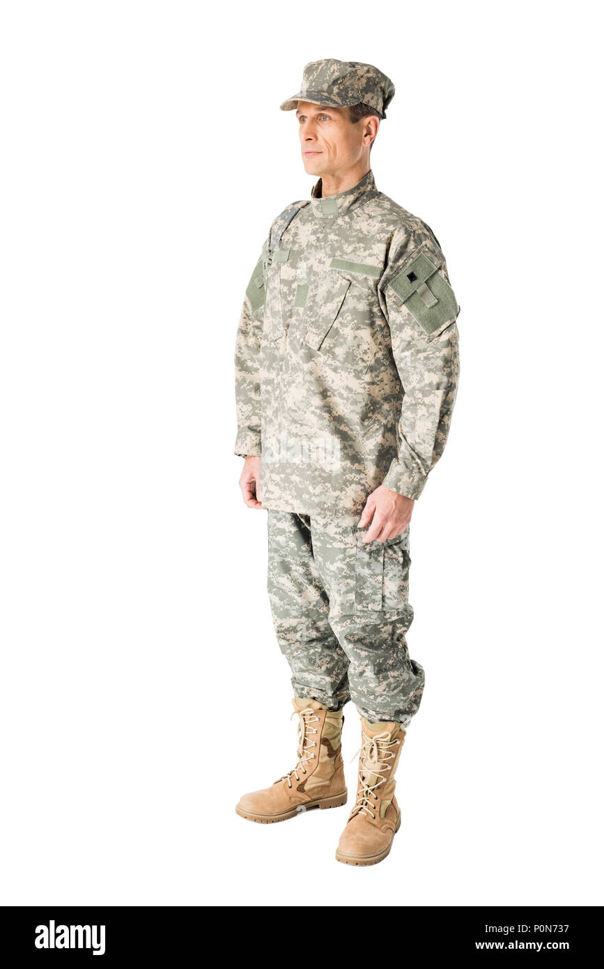 Handsome army soldier wearing uniform isolated on white Stock Photo - Alamy