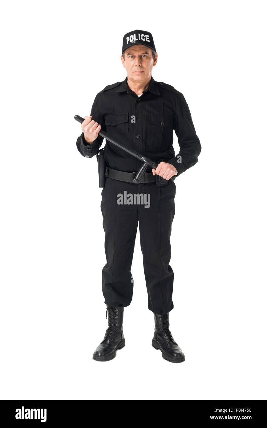 Standing policeman with baton Cut Out Stock Images & Pictures - Alamy