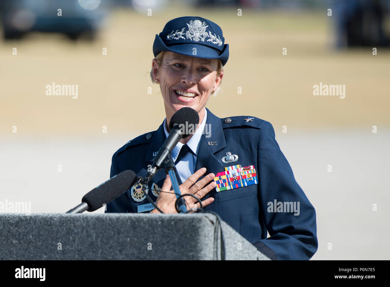 U.S Air Force Brig. Gen. Heather Pringle, outgoing 502nd Air Base Wing ...