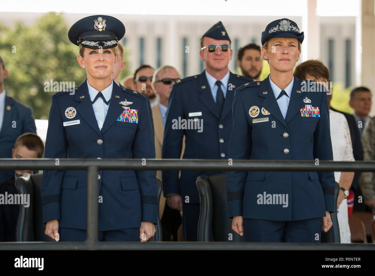 Brig. Gen. Laura L. Lenderman (left), incoming 502nd Air Base Wing and ...