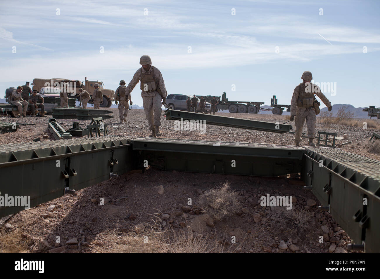U.S. Marines with Bridge Company, 7th Engineer Support Battalion, 1st Marine Logistics Group ...