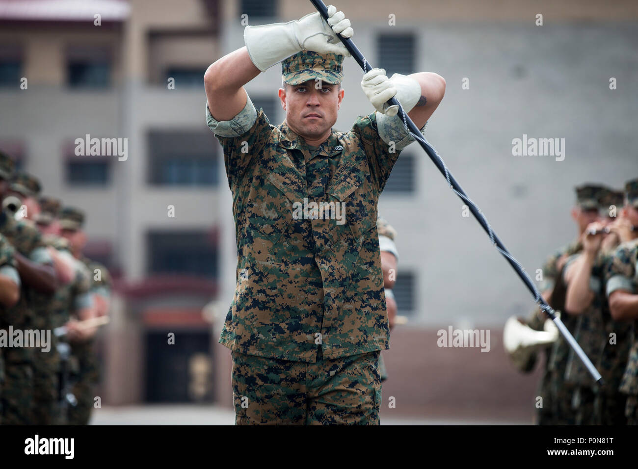Gunnery Sgt. Robert J. Brooks, drum major, 1st Marine Division Band ...
