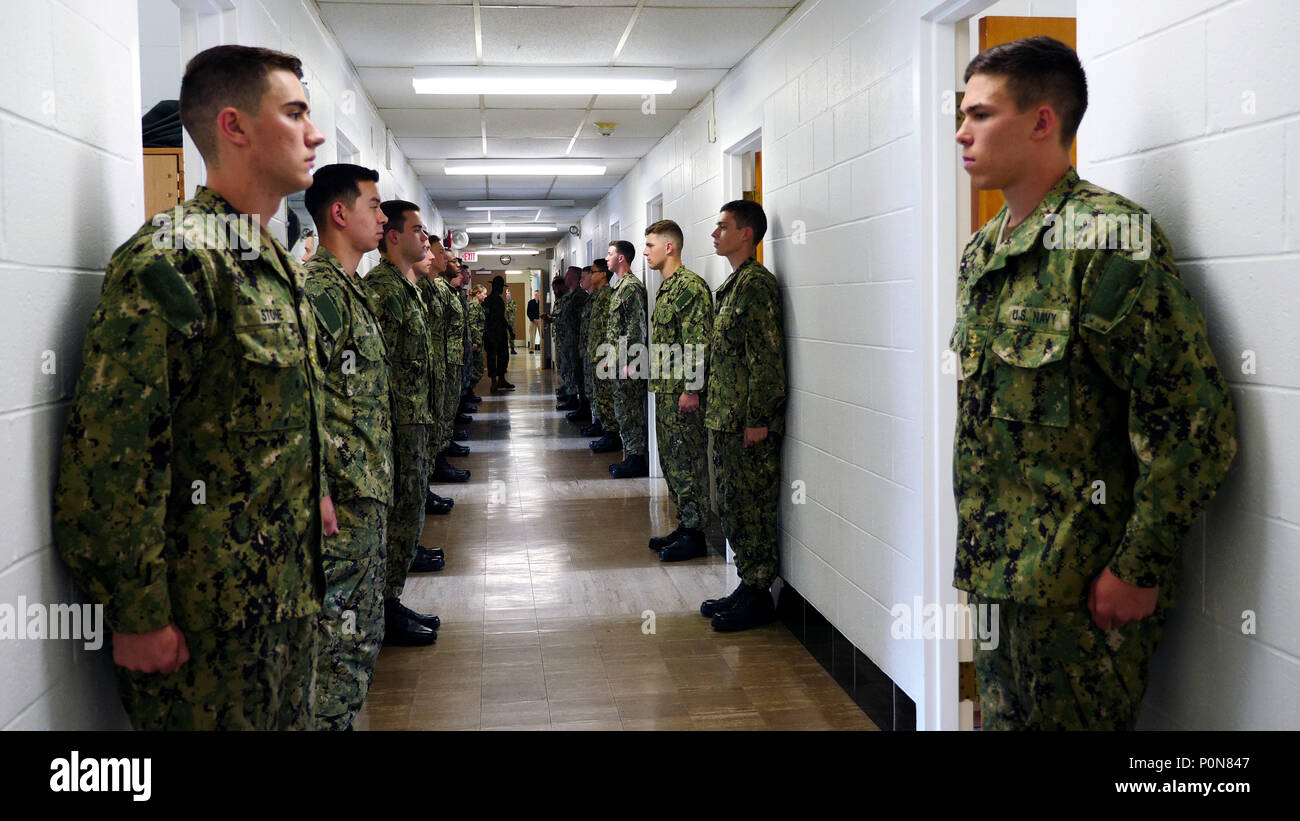 NEWPORT, R.I. (June 6, 2018) – Naval ROTC Midshipmen stand by for a ...