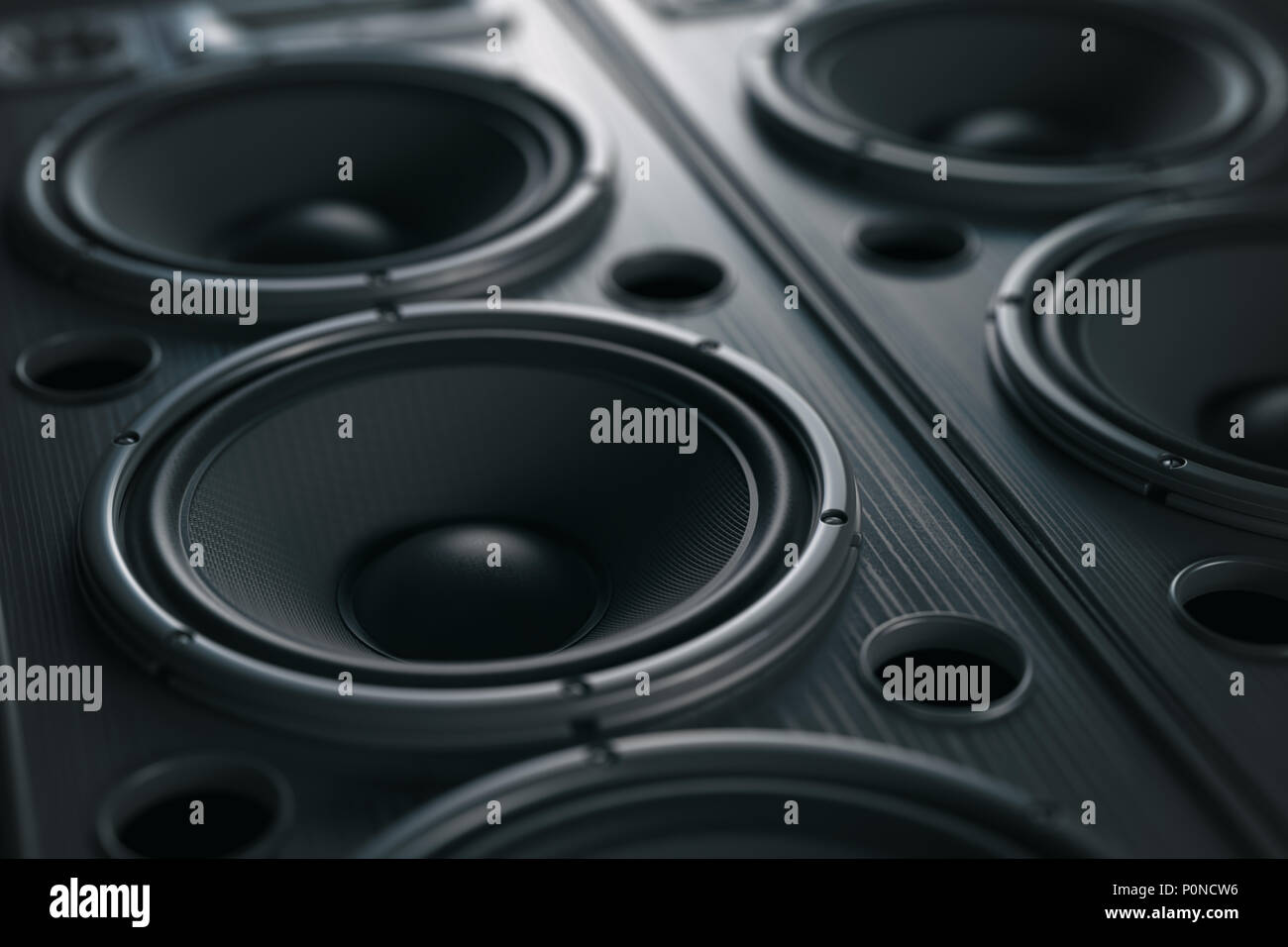 Multimedia acoustic sound speaker system. Music close up black ...