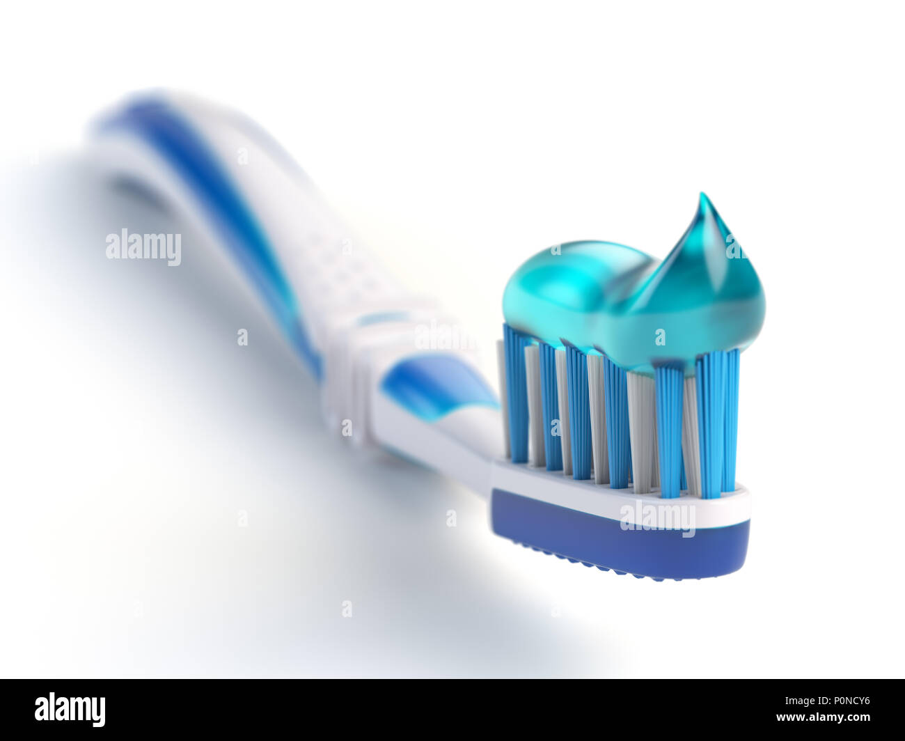 Toothbrush with paste isolated on white background. 3d illustration ...