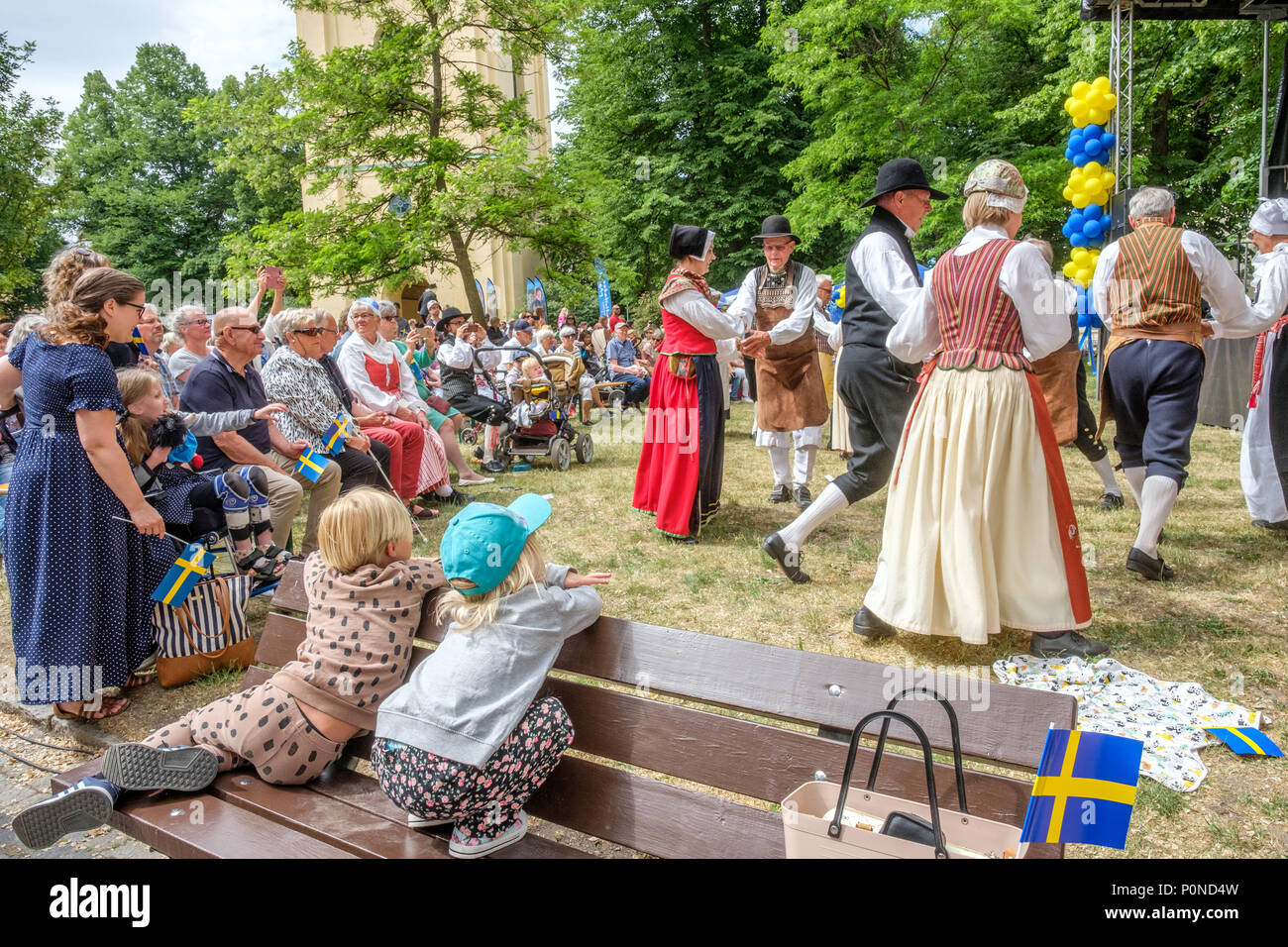 Swedish folk dance during National day celebration in the Olai Park of ...