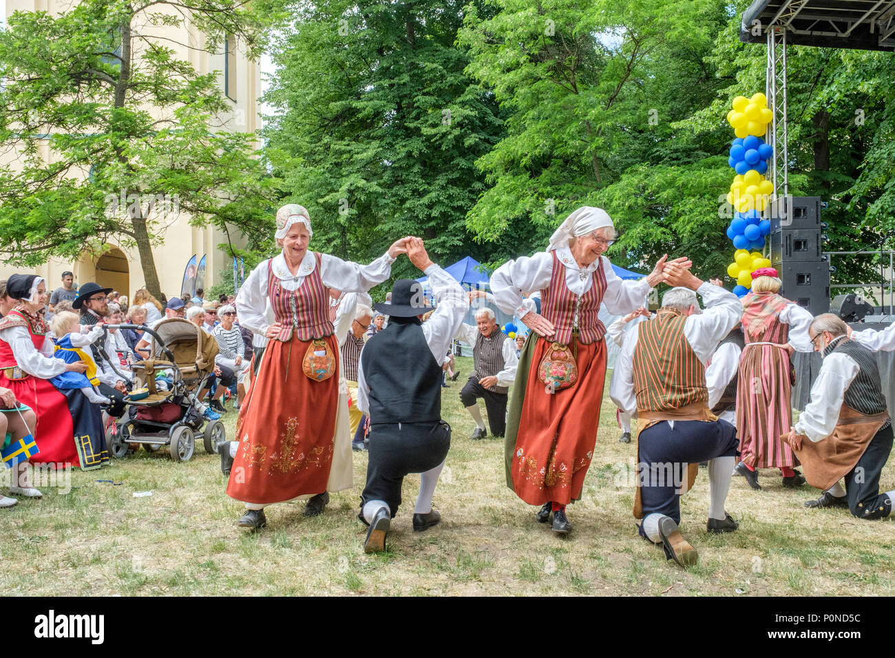 Swedish folk dance during National day celebration in the Olai Park of ...