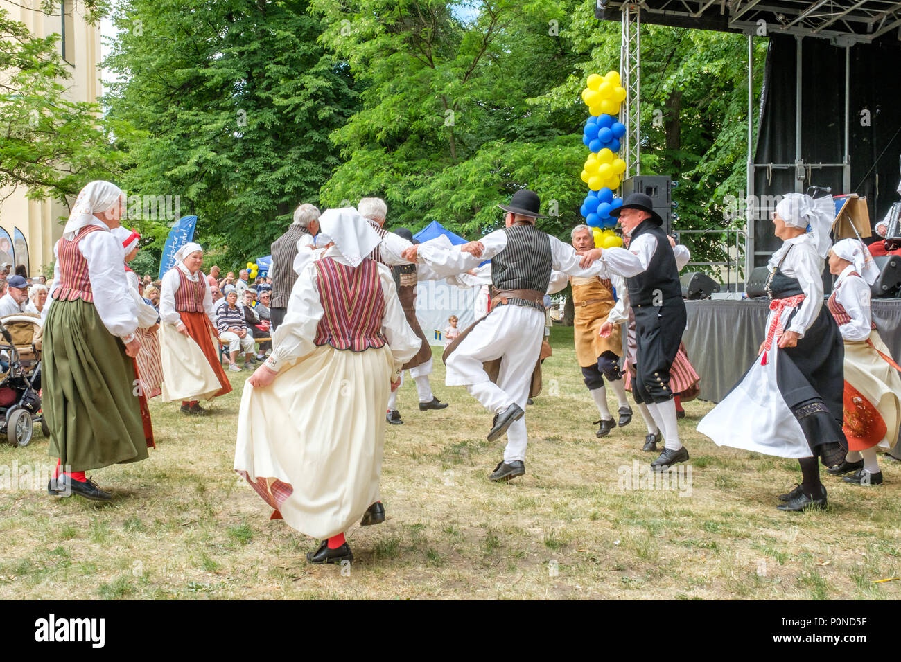 Swedish folk dance during National day celebration in the Olai Park of ...