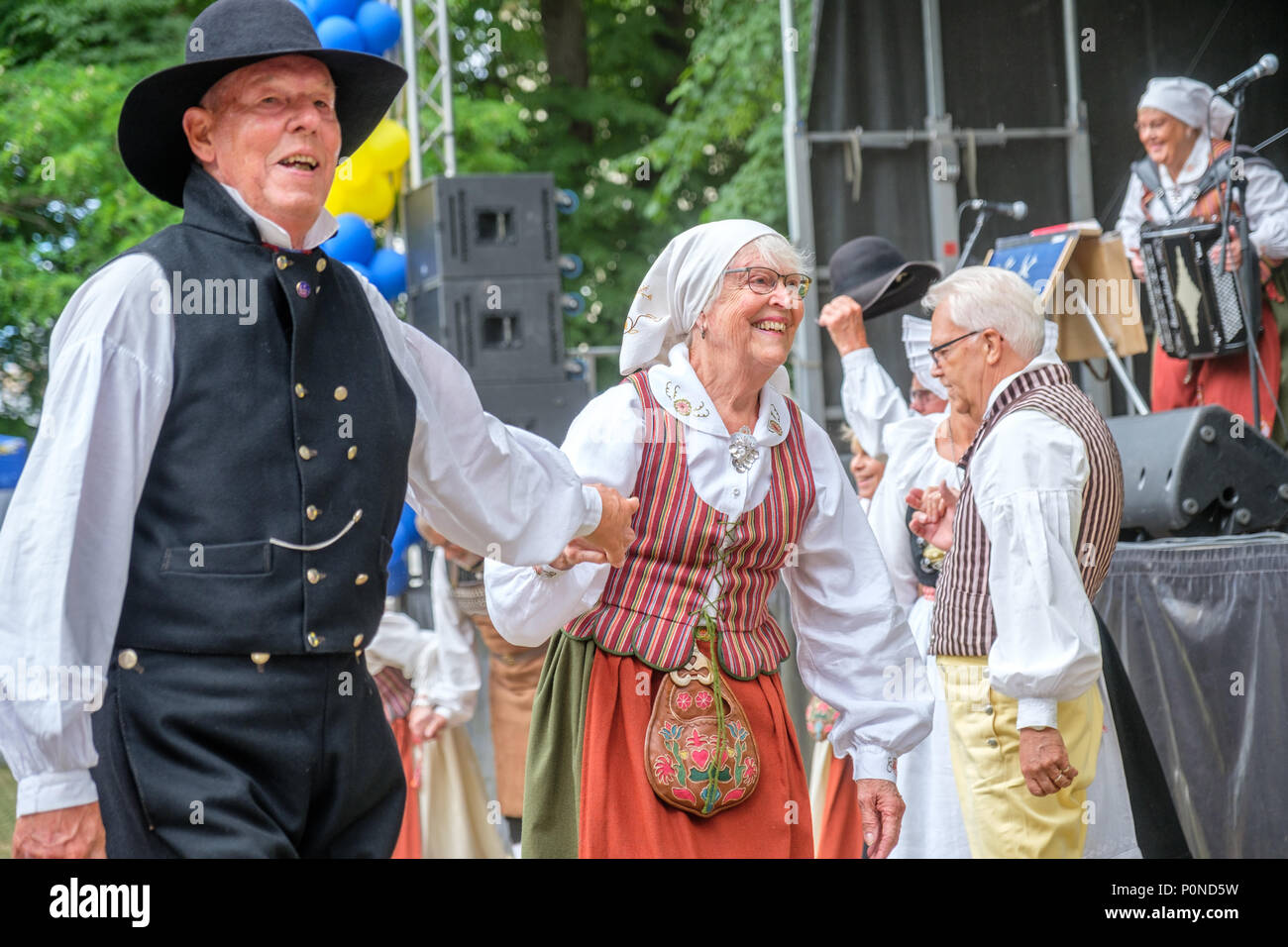 Swedish folk dance during National day celebration in the Olai Park of ...